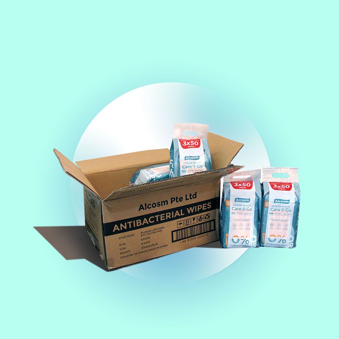 [Carton] Alcean Antibacterial Classic Wipes 0% Alcohol (50 Wipes x 8 B ...